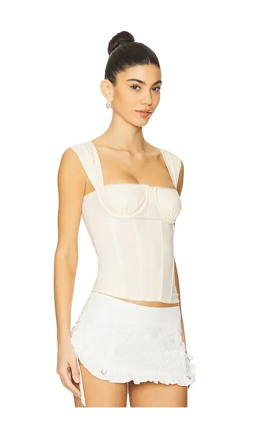 WeWoreWhat Ruched Cup Corset Top - Sand
