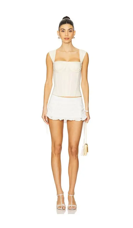 WeWoreWhat Ruched Cup Corset Top - Sand
