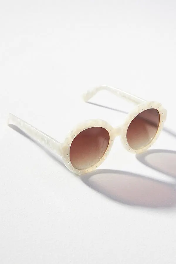 Anthropologie Pearl Shell Circle Sunglasses | NWT Vontélle MOTHER OF PEARL | Bold and Statement Sunglasses  main image 4
