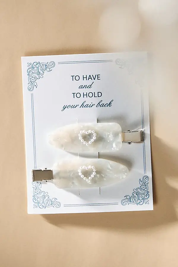 Anthropologie Crease-free Hair Clips Set Of 2 - White