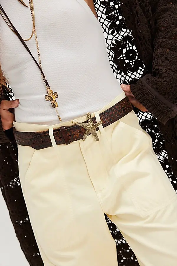 ALKEMIE Starfish Embossed Leather Belt