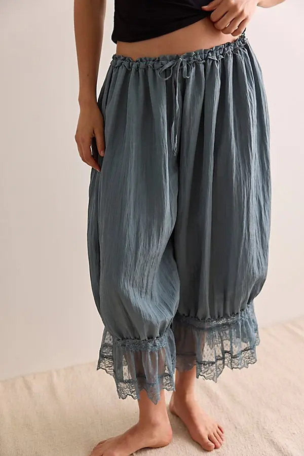Free People Lace Trimmed Bloomer Pants - North Atlantic