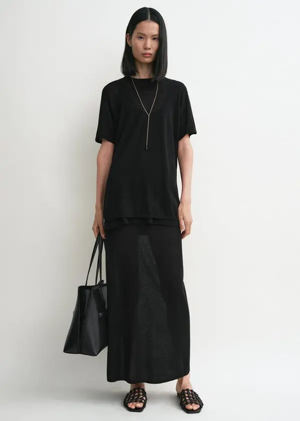 TOTEME Relaxed Fit Knit Tee - Black
