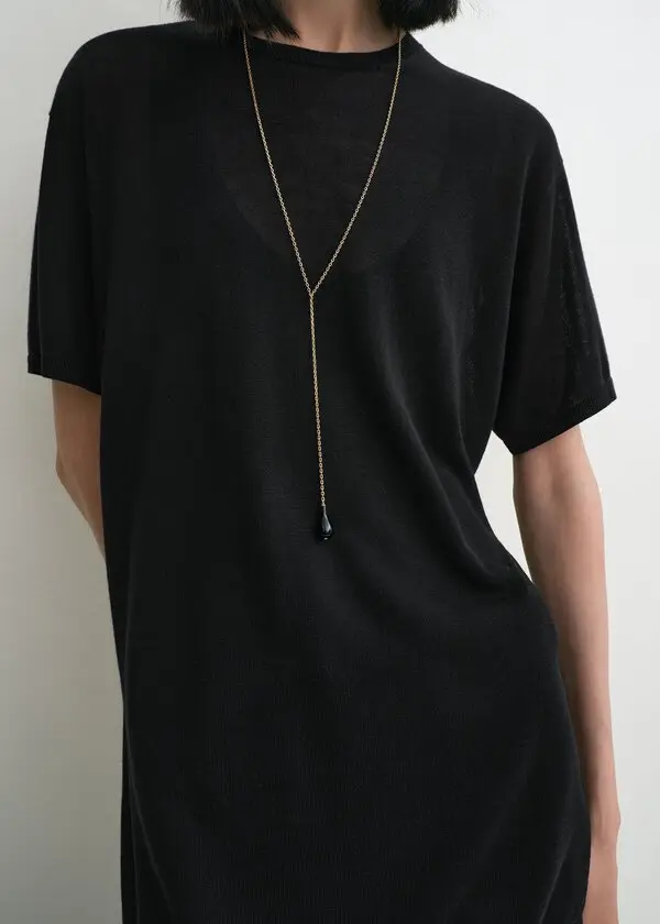 TOTEME Relaxed Fit Knit Tee - Black