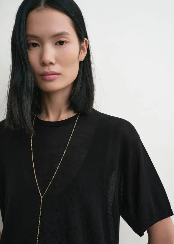 TOTEME Relaxed Fit Knit Tee - Black