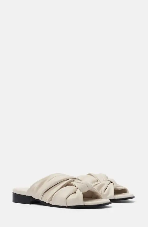 SCAROSSO Bebe Knot Leather Sandals - Off White - Calf