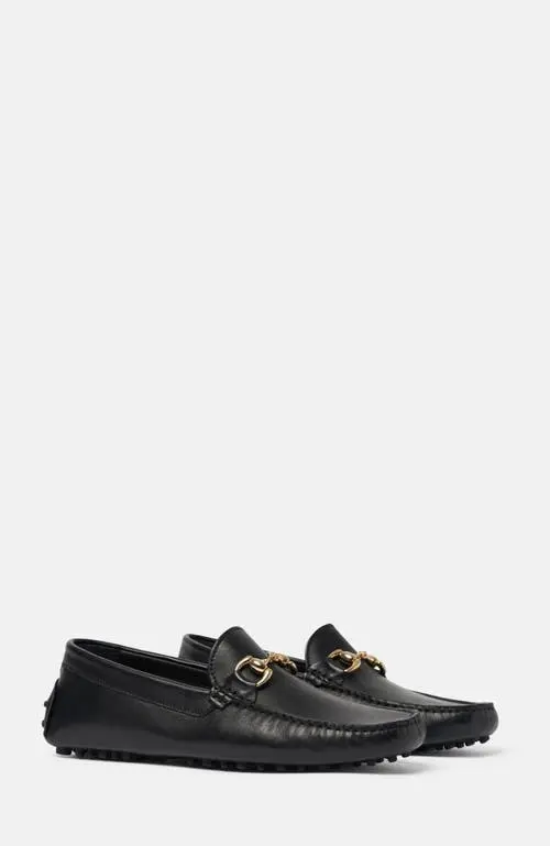 SCAROSSO Raphael Driving Loafers - Black - Calf