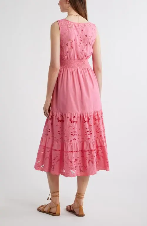 Treasure & Bond Lace Detail Sleeveless Cotton Dress - Pink Lemonade