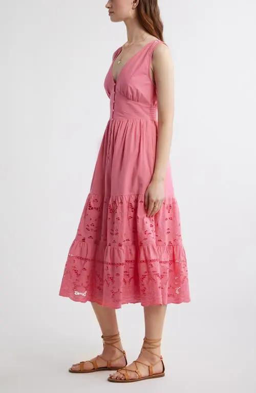 Treasure & Bond Lace Detail Sleeveless Cotton Dress - Pink Lemonade