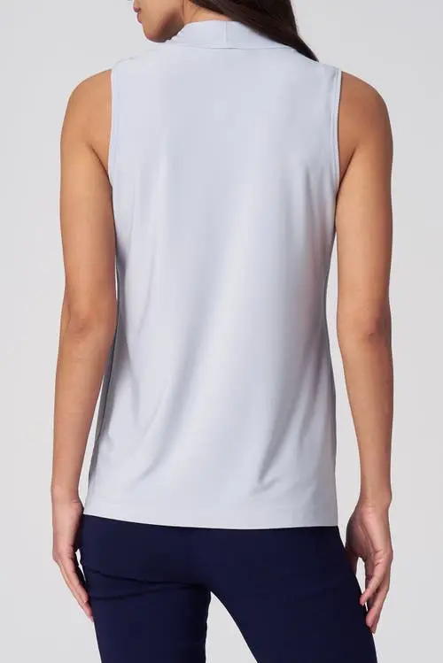 FRANNE GOLDE Luxe Stretch V-neck Sleeveless Shell - Mist