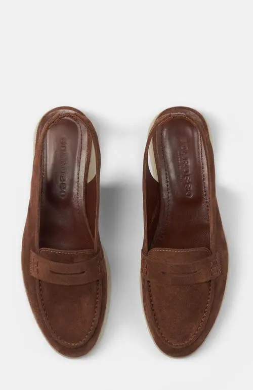 SCAROSSO Leila Slingback Loafers - Brown - Suede