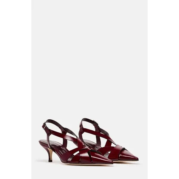SCAROSSO Clio Slingback Pumps - Burgundy - Patent