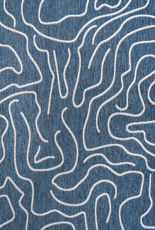 JONATHAN Y Nolan Modern Coastal Organic Shapes Indoor/outdoor Area Rug - Navy/cream