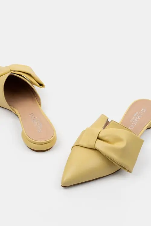 BELLS & BECKS Ana Pointy Toe Mule With Bow - Yellow