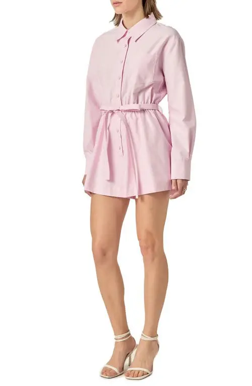 English Factory Long Sleeve Cotton Romper - Pink