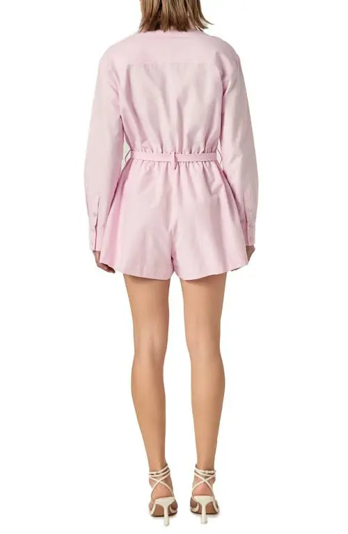 English Factory Long Sleeve Cotton Romper - Pink