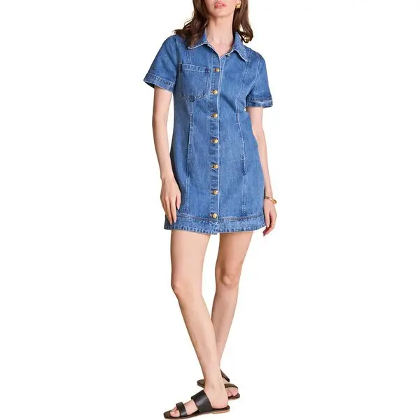 English Factory Denim Mini Shirtdress - Blue