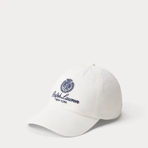 Ralph Lauren Crest-embroidered Twill Cap - Paper White