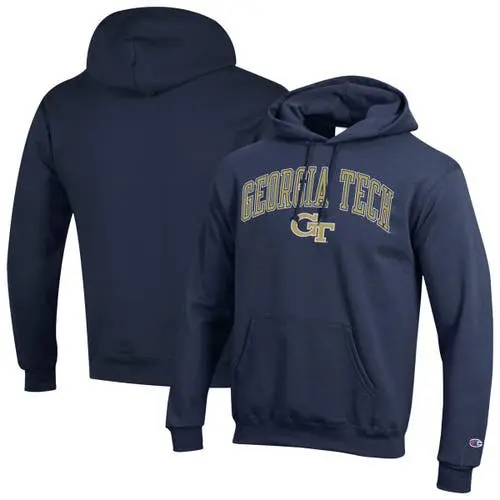 Champion Georgia Tech Yellow Jackets Arch Over Logo Pullover Hoodie - Navy
