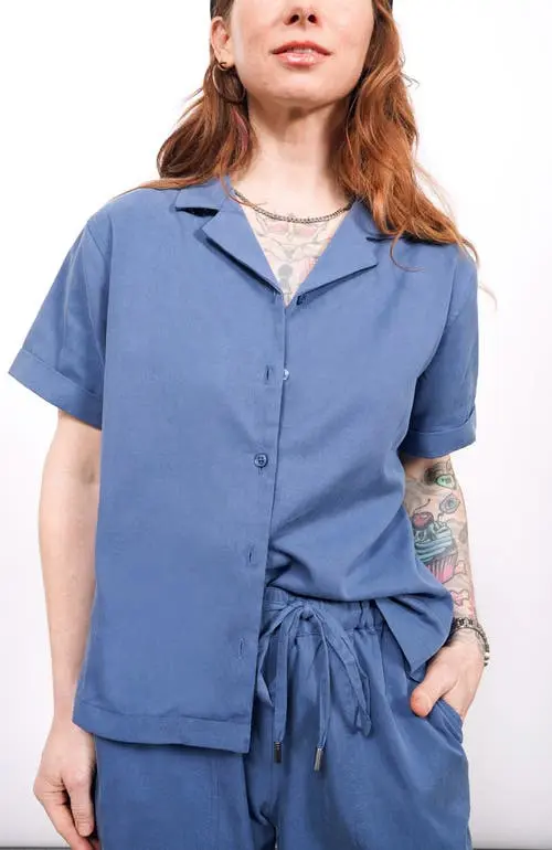 WILDFANG Camp Button-up Shirt - Oxford Blue