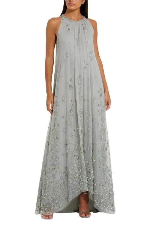 Mac Duggal High Neck Embellished Trapeze Gown