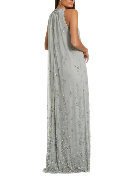 Mac Duggal High Neck Embellished Trapeze Gown