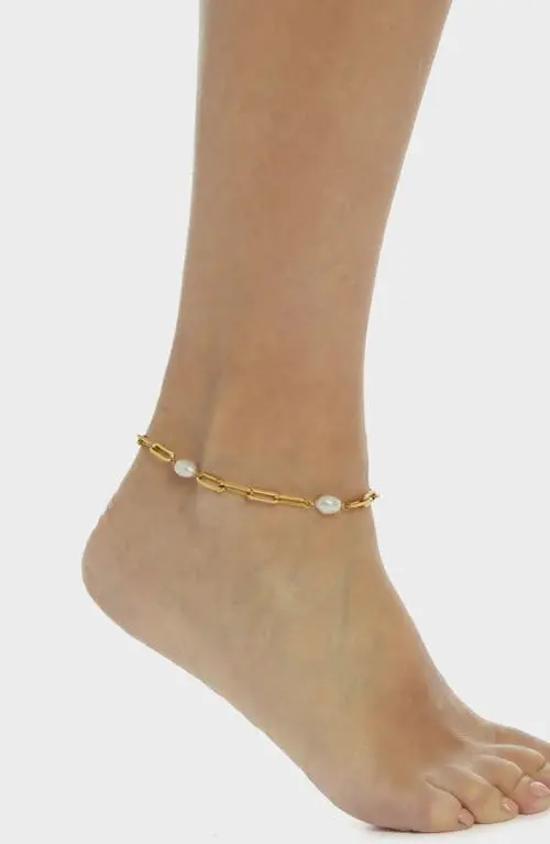 ST. MORAN Freshwater Pearl Station Anklet - White