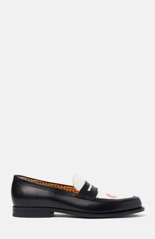 SCAROSSO Snakes Storm Penny Loafers - Mouth Black - Calf