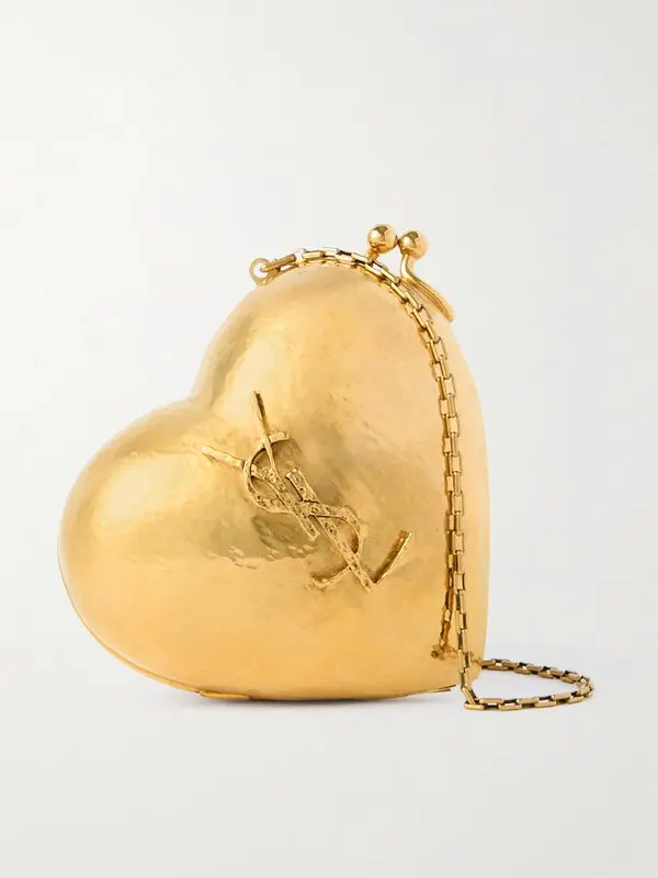 Saint Laurent Heart-shaped Clutch - Gold