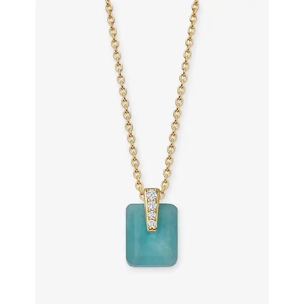 Astley Clarke Deco Amazonite And White Sapphire Pendant Necklace - Gold