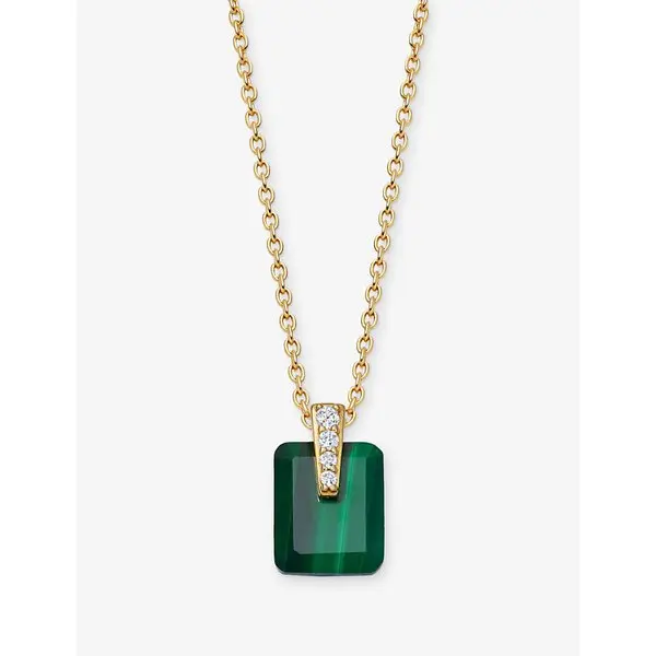 Astley Clarke Deco Malachite And White Sapphire Pendant Necklace - Gold