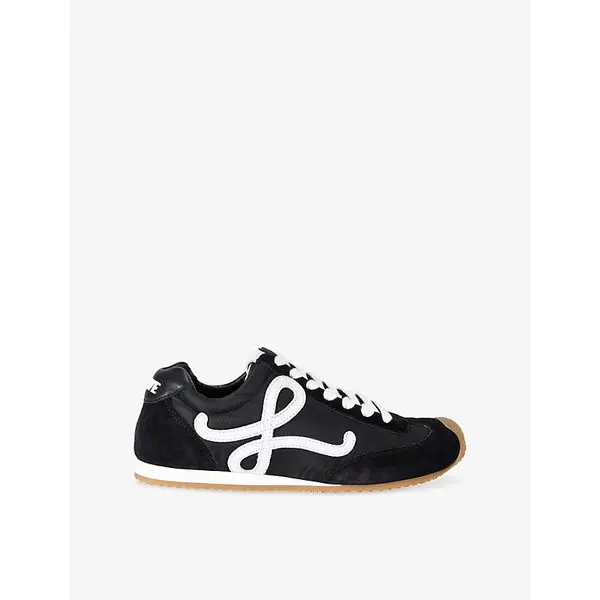 Loewe Ballet Runner 2.0 Suede And Woven Low-top Trainers - Blk/white