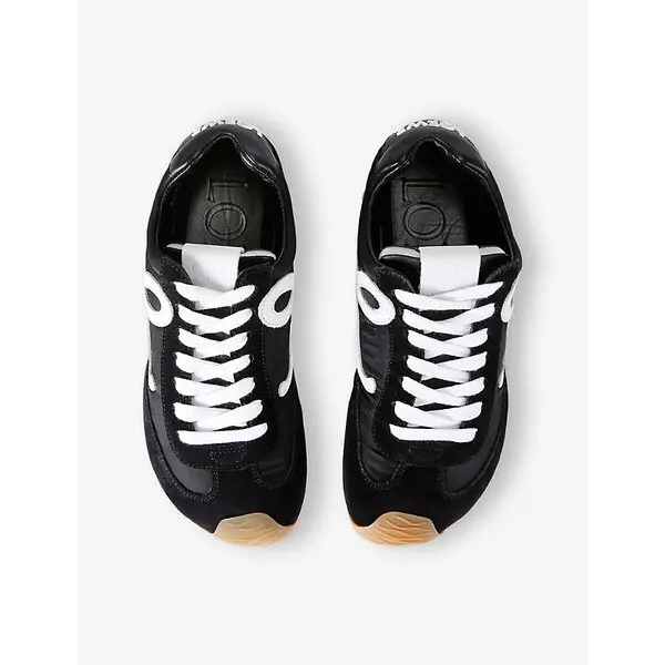 Loewe Ballet Runner 2.0 Suede And Woven Low-top Trainers - Blk/white