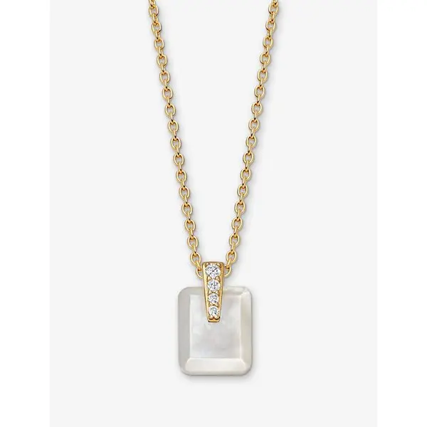 Astley Clarke Deco Mother-of-pearl And White Sapphire Pendant Necklace - Gold