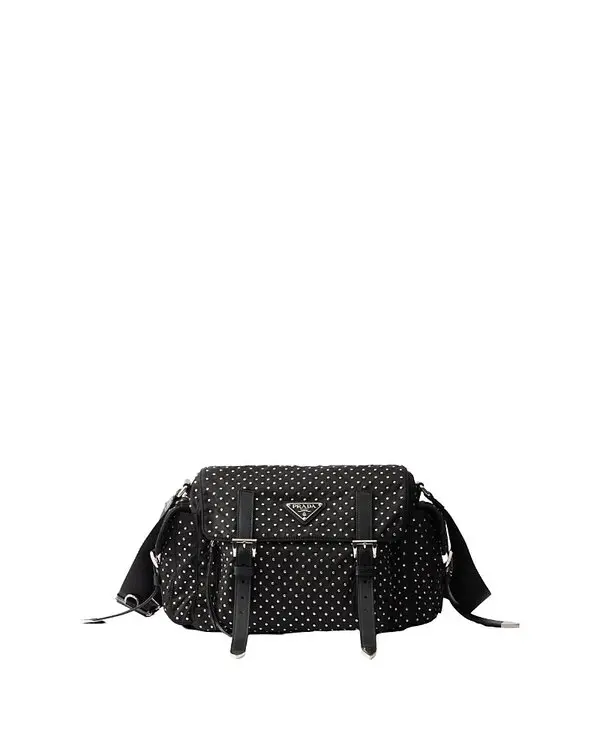 Prada Re-nylon Studded Shoulder Bag - Black