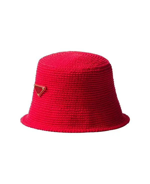 Prada Crochet Bucket Hat - Red