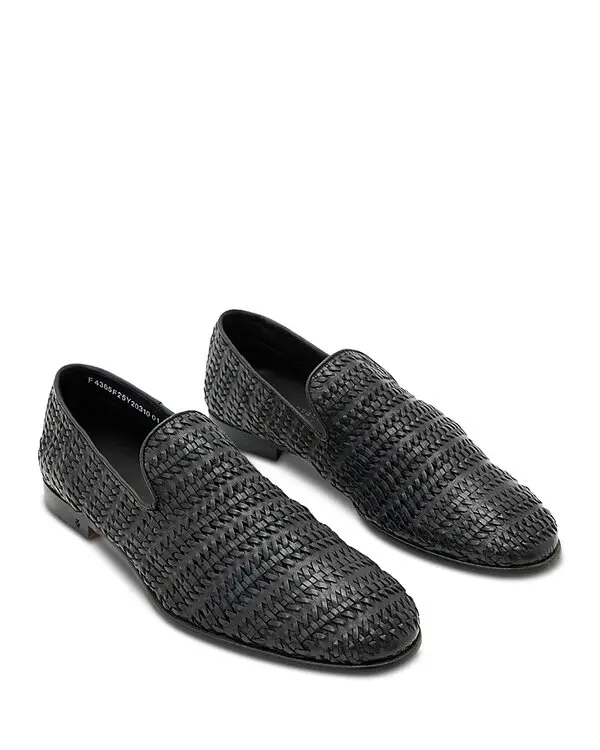 John Varvatos Venice Woven Slip-on Loafers - Black