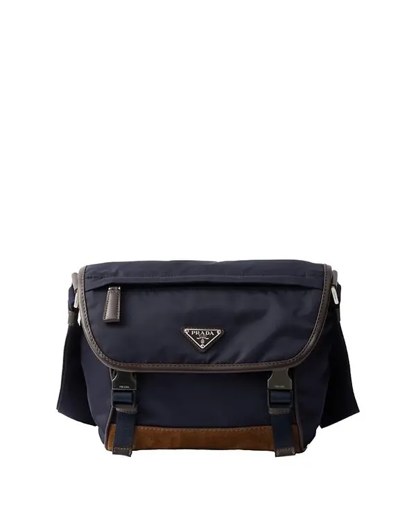 Prada Medium Re-nylon And Leather Shoulder Bag - Blue