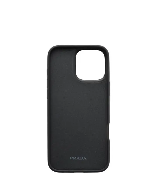Prada Saffiano Leather Case For Iphone 16 Pro Max - Green/silver
