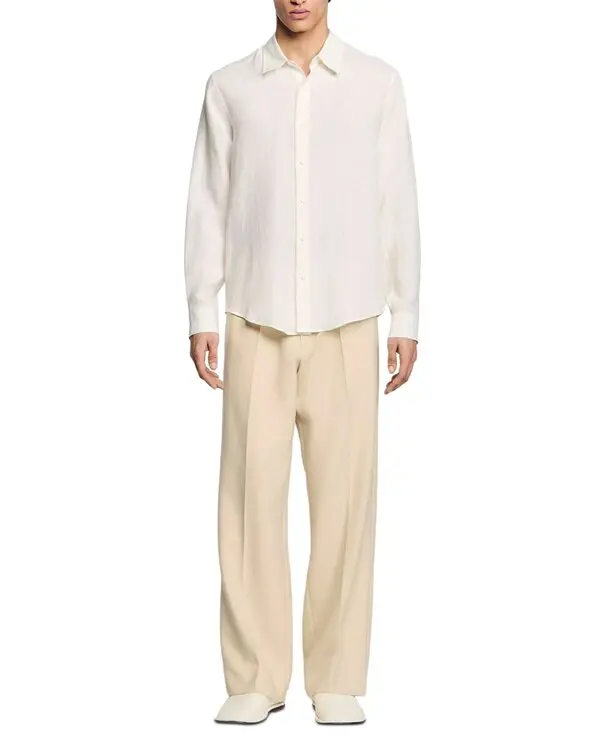Sandro Linen Long Sleeve Shirt - Ivory