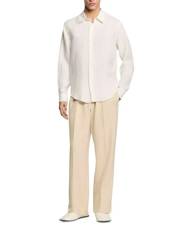 Sandro Linen Long Sleeve Shirt - Ivory