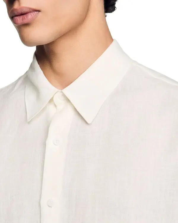 Sandro Linen Long Sleeve Shirt - Ivory