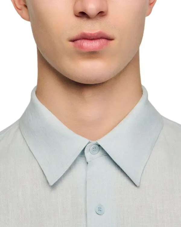 Sandro Linen Long Sleeve Shirt - Sky Blue