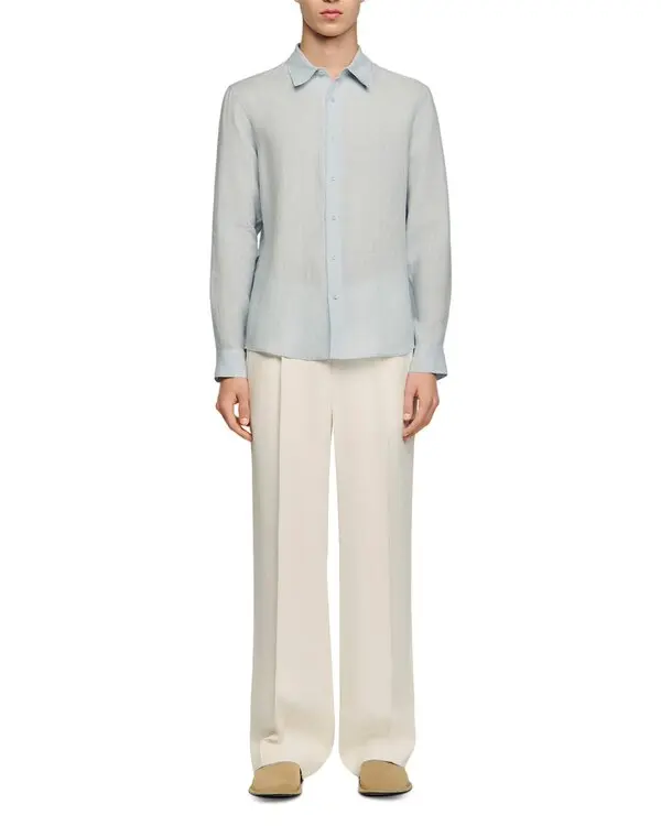 Sandro Linen Long Sleeve Shirt - Sky Blue