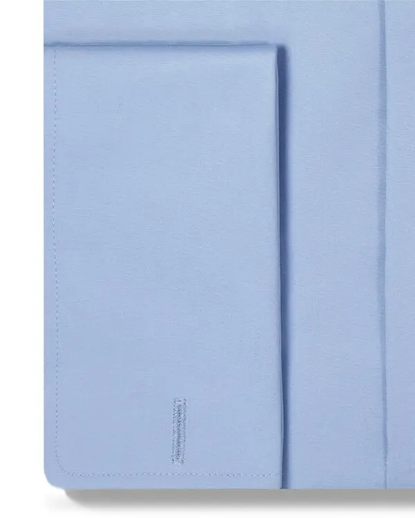 David Donahue Trim Fit Broadcloth French Cuff Dress Shirt - Blue