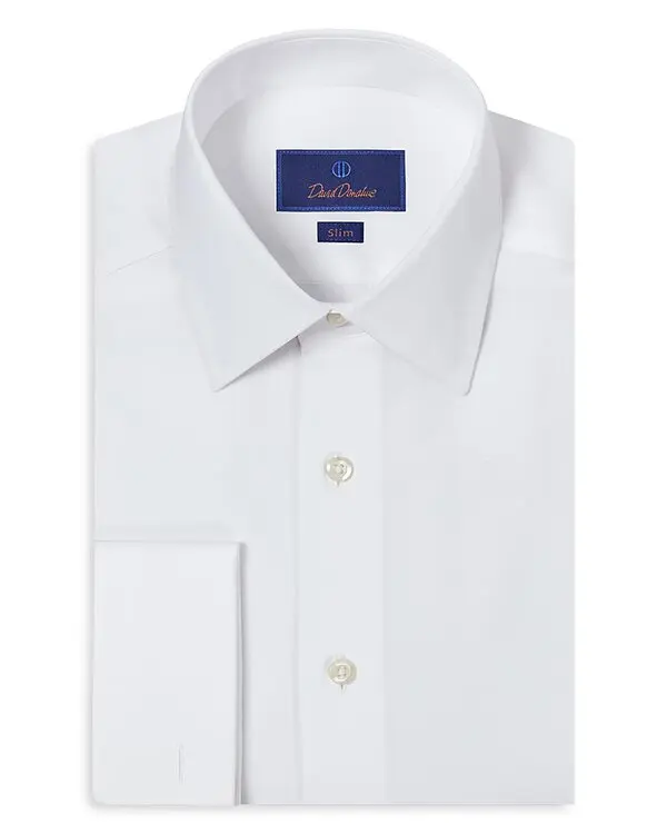 David Donahue Slim Fit Broadcloth French Cuff Dress Shirt - White