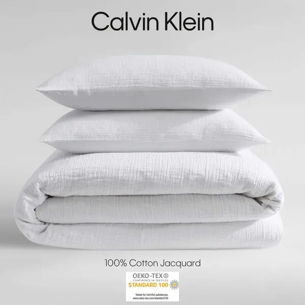 Calvin Klein Washed Texture Cotton Jacquard Comforter Set - White