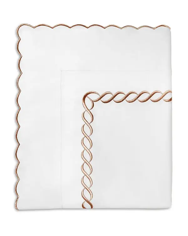 PRATESI Treccia Splendore Flat Sheet, Twin - White/rose Gold