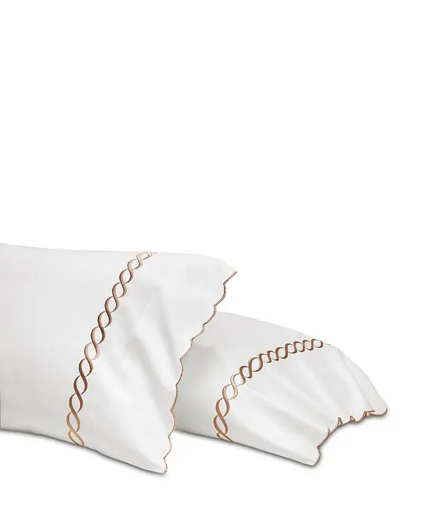 PRATESI Treccia Splendore Standard Pillowcase, Pair - White/rose Gold