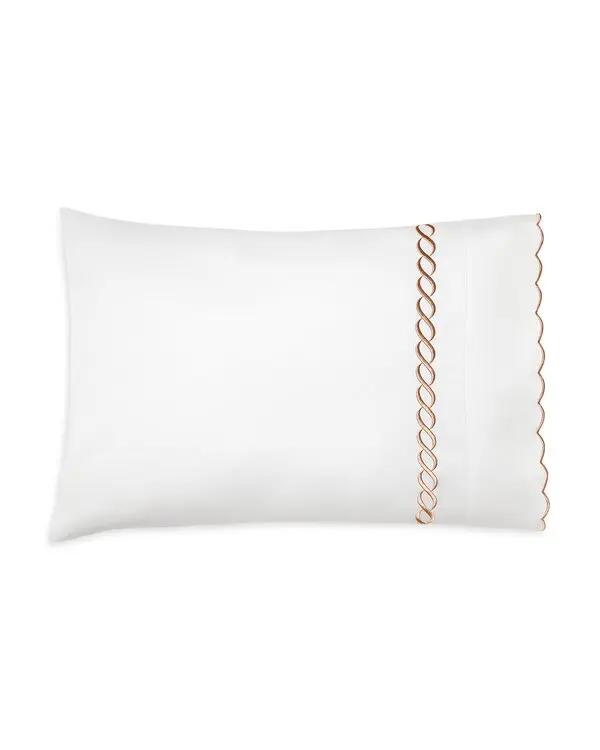 PRATESI Treccia Splendore Standard Pillowcase, Pair - White/rose Gold